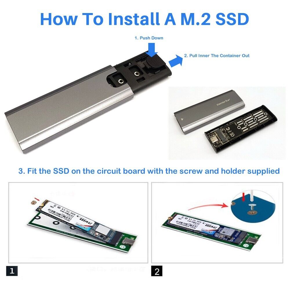 Combrite M.2 NVMe SSD Enclosure USB-C 3.2 Ultraspeed 10Gbp/s External ... Combrite M.2 NVMe SSD Enclosure USB-C 3.2 Ultraspeed 10Gbp/s External ...